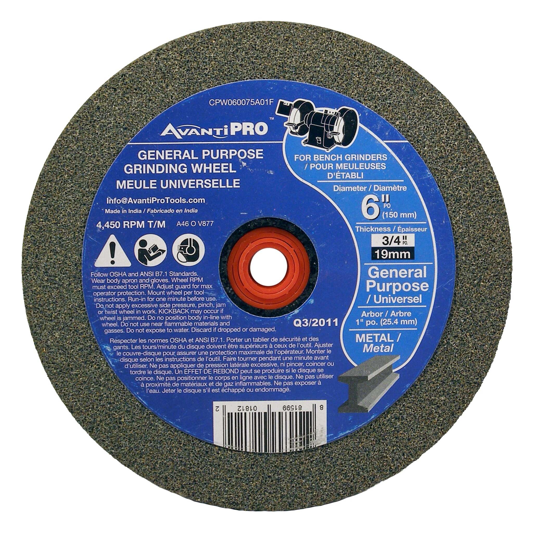 Avanti Pro 6-inch x 3/4-inch x 1-inch Metal Grinding Cut Off Bench Gri