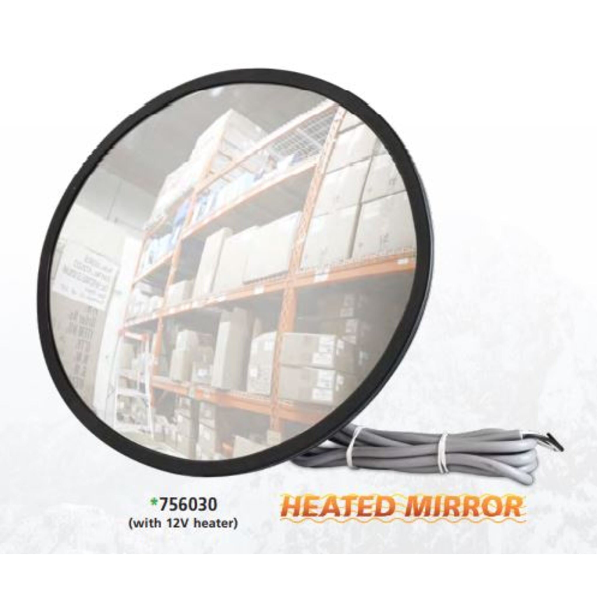 Techspan 12” Round Heated Snow Plow Mirror